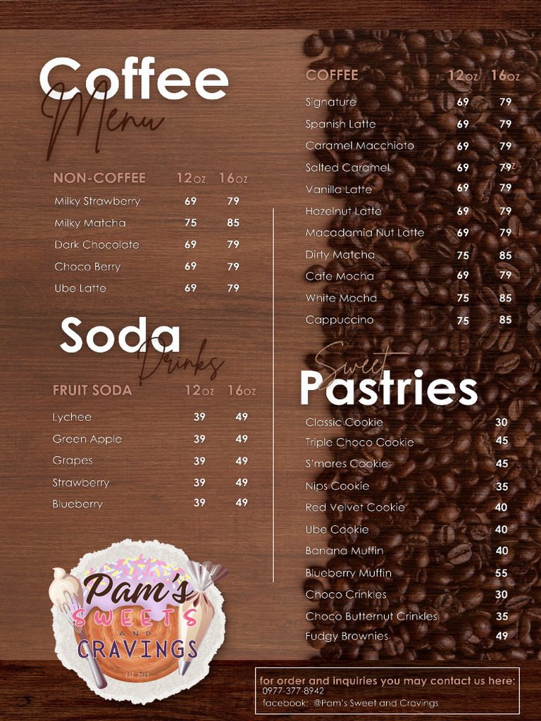 Coffee and Pastry Menu | PDF