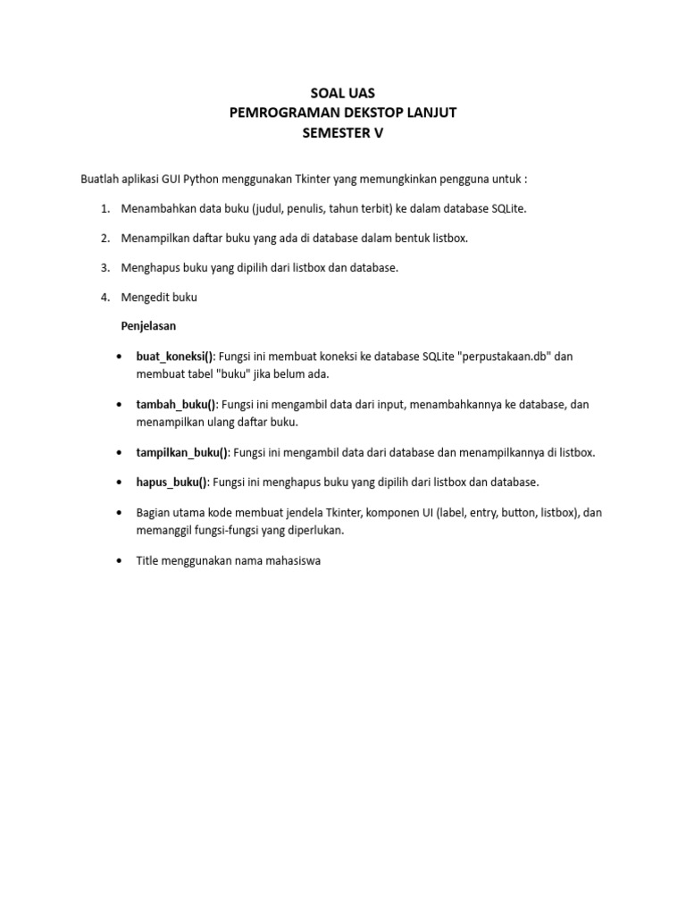 SOAL UAS Pemrograman Dekstop Sem V | PDF