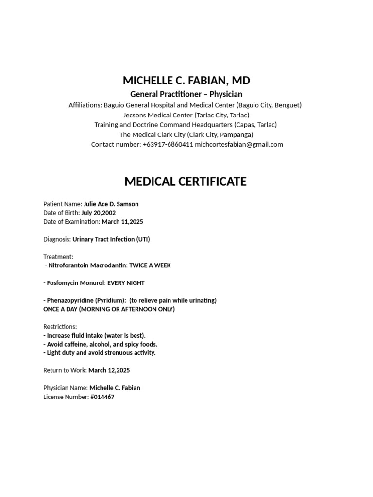 Medical Cert. | PDF