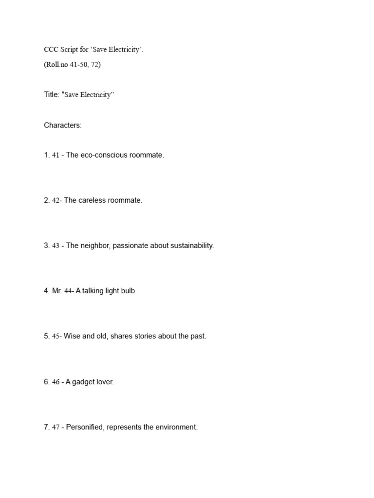 CCC save electricity script | PDF