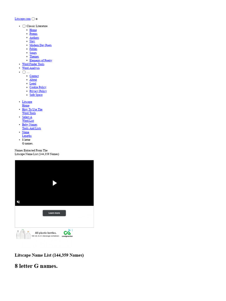 8 Letter G Names. | PDF