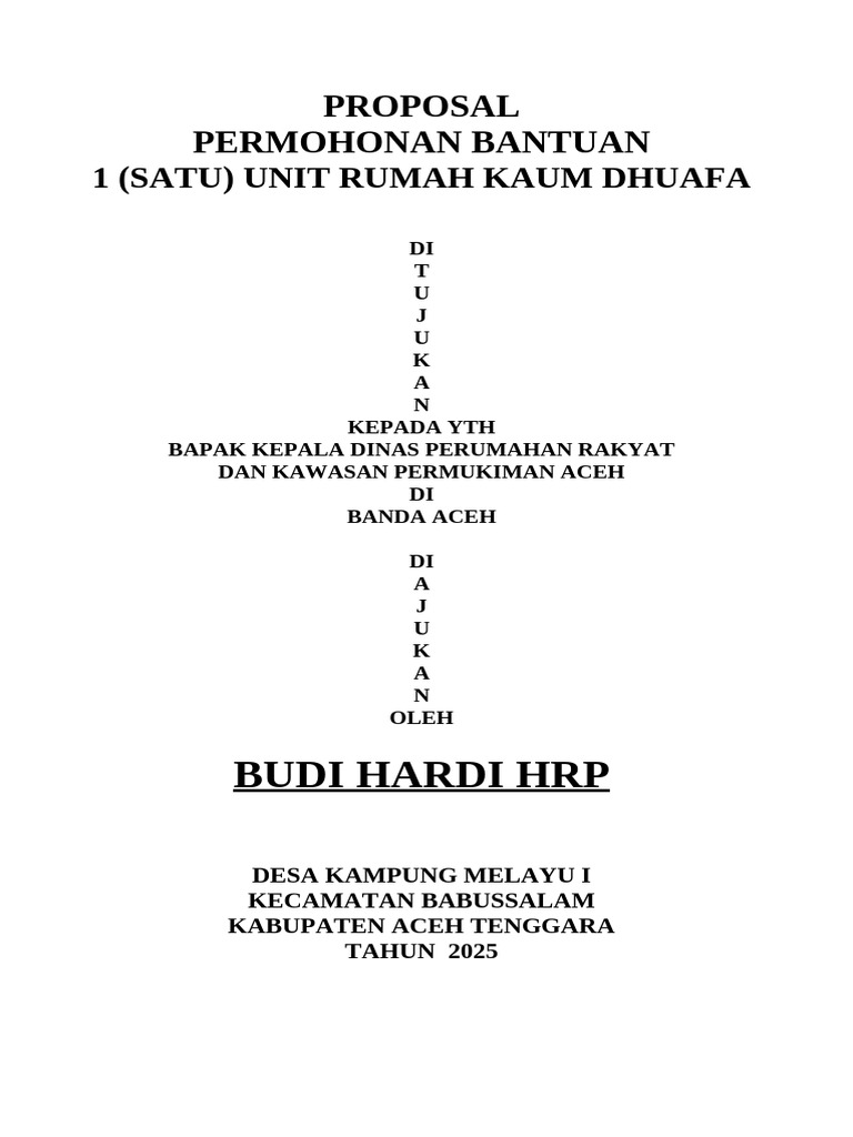 Permohonan Bantuan Rumah TERBARU2643 Amri | PDF