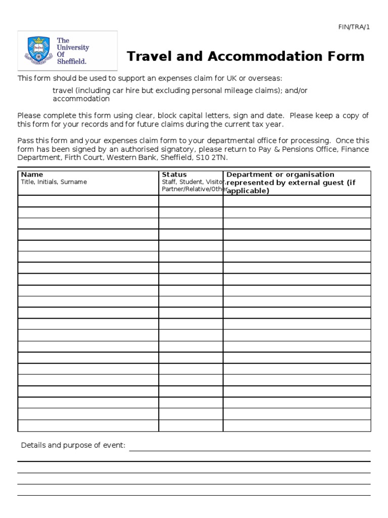 Travel and Accommodation Claim Form | PDF | Business