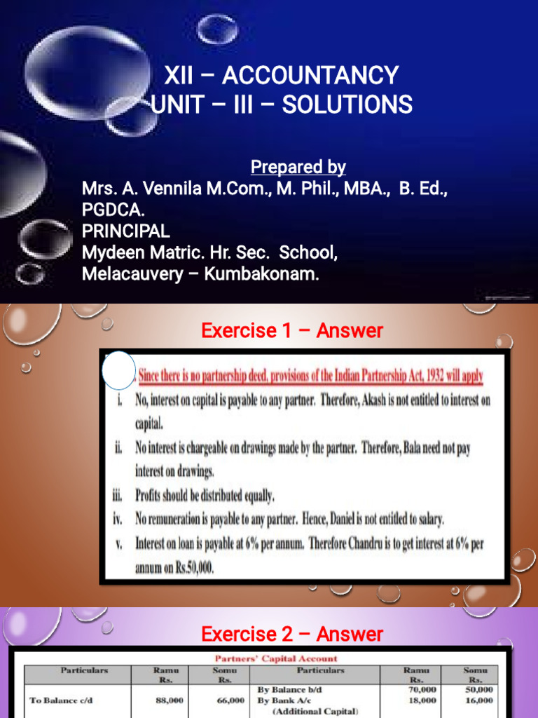 Namma Kalvi 12th Accountancy Unit 3 Solutions PPT Material em 218644 | PDF