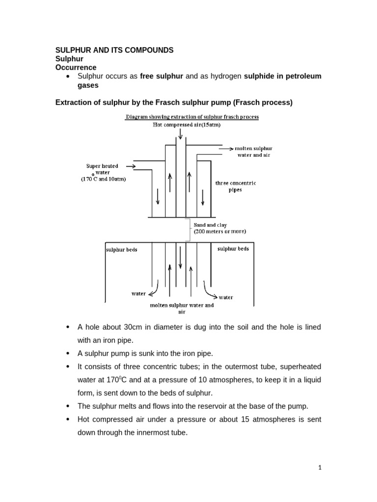 Sulphur and Its Compounds | PDF | Sulfuric Acid | Sulfur