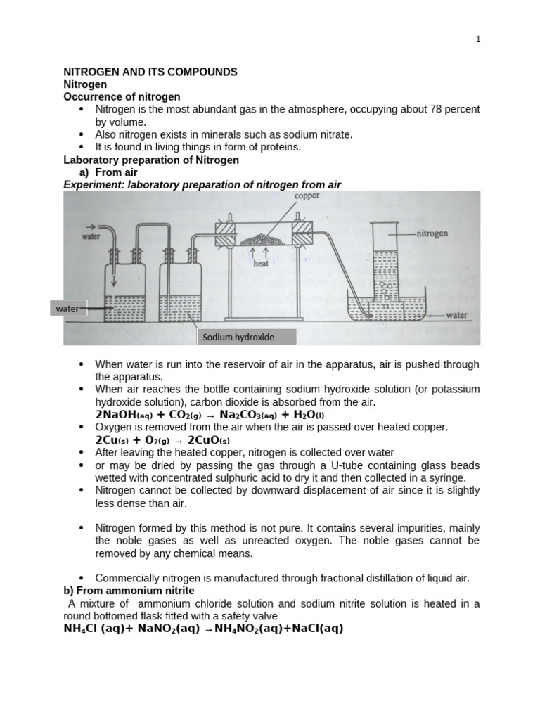 Nitrogen and Its Compounds Overview | PDF | Nitrogen | Hydroxide