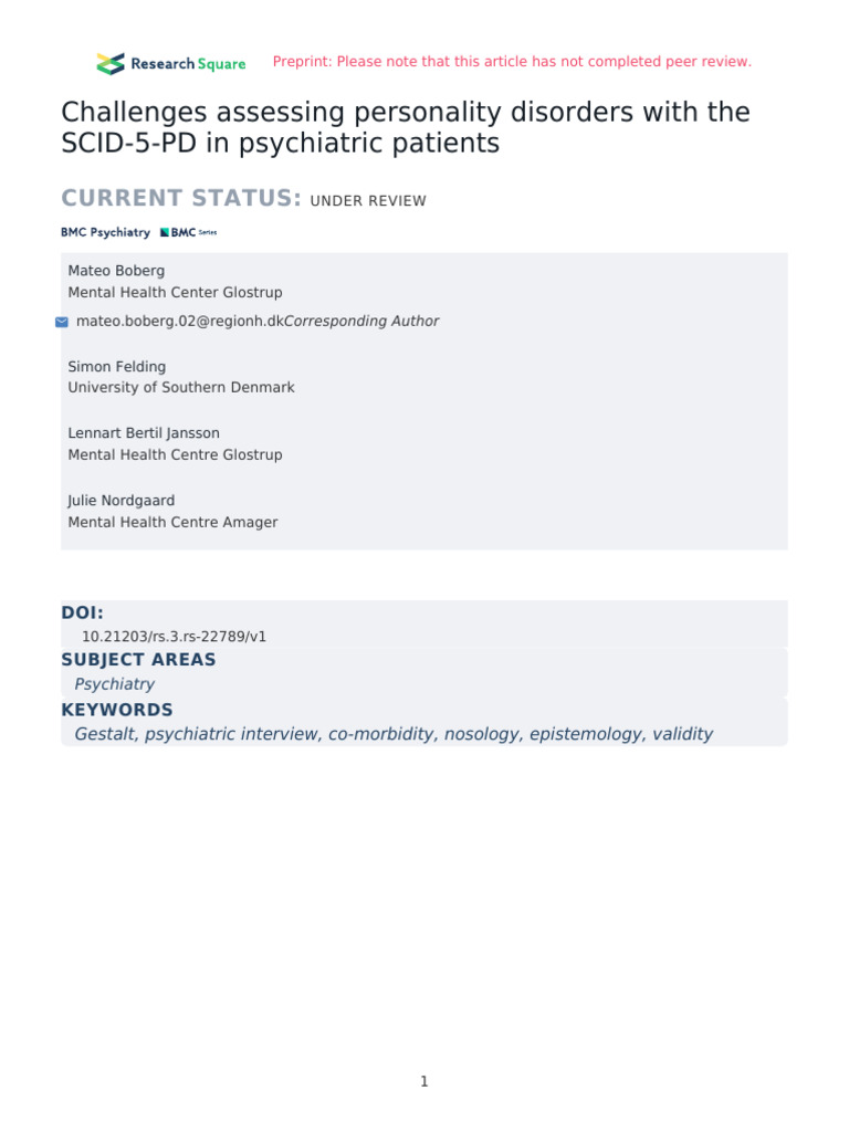 Challenges Assessing Personality Disorders With TH 250312 094638 | PDF | Mental Disorder ...