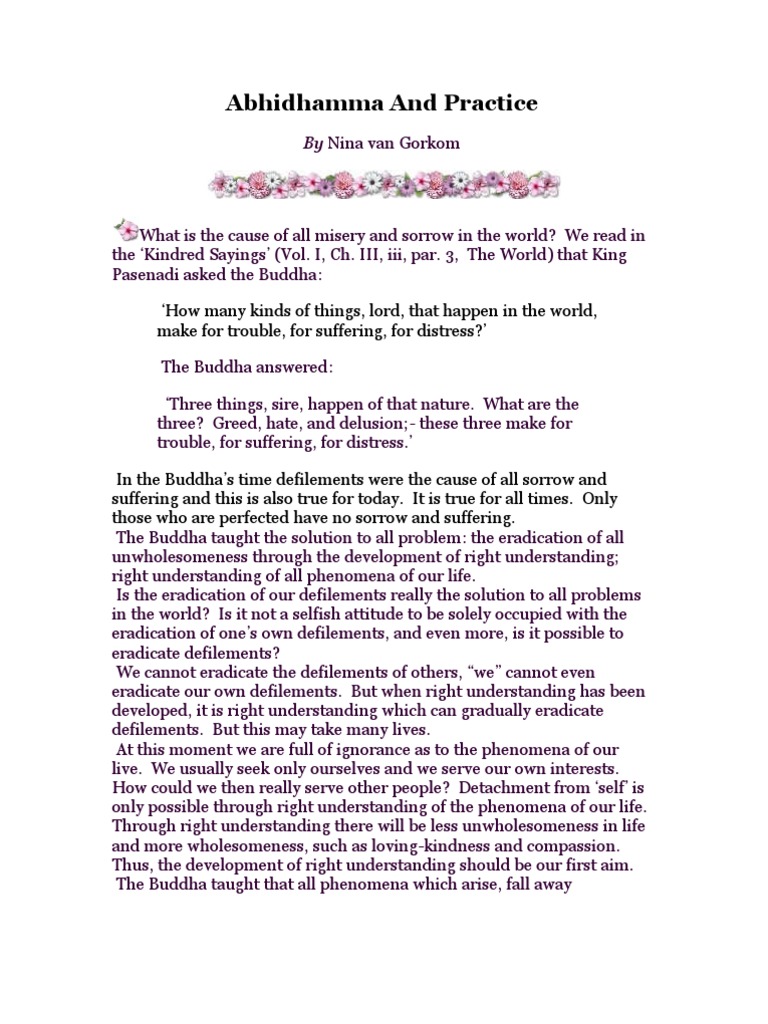 Abhidhamma and Practice | PDF | Sati (Buddhism) | Religious ...