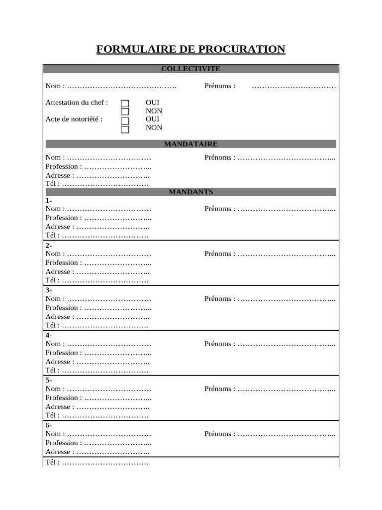 Formulaire de Procuration | PDF