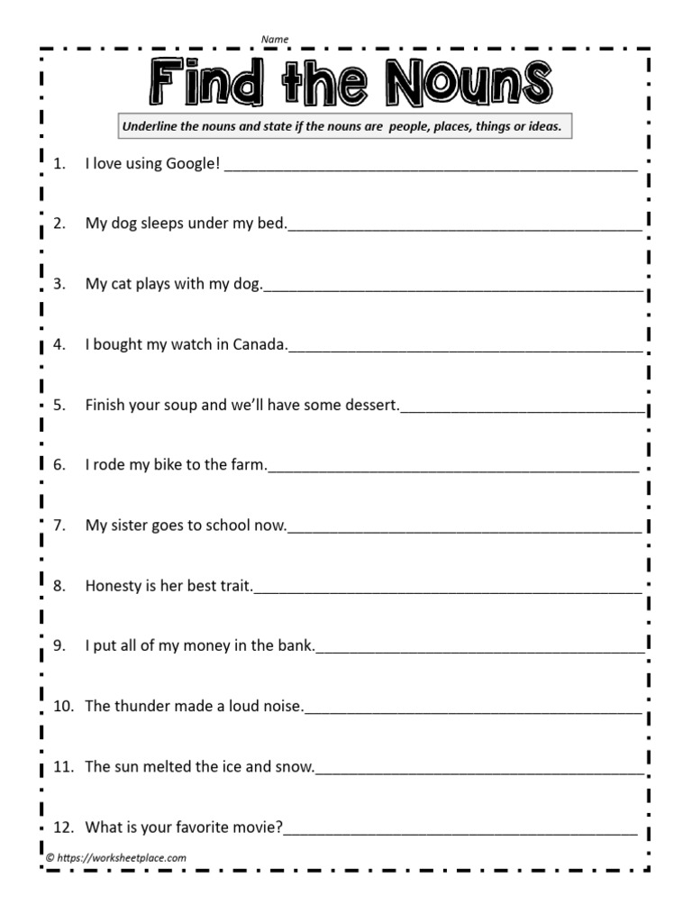 Noun Worksheet | PDF
