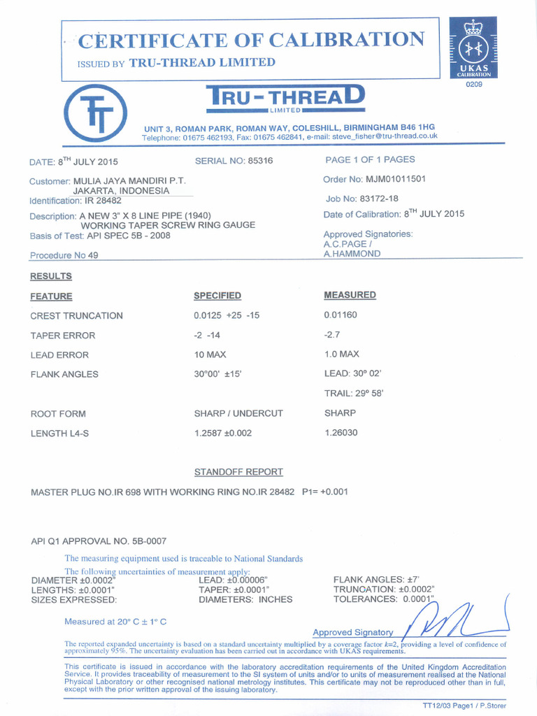 3 Line Pipe Working Ring Gage | PDF