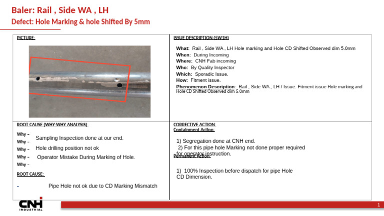 Action Plan - 51473974 - Rail Side Hole Mismatch | PDF
