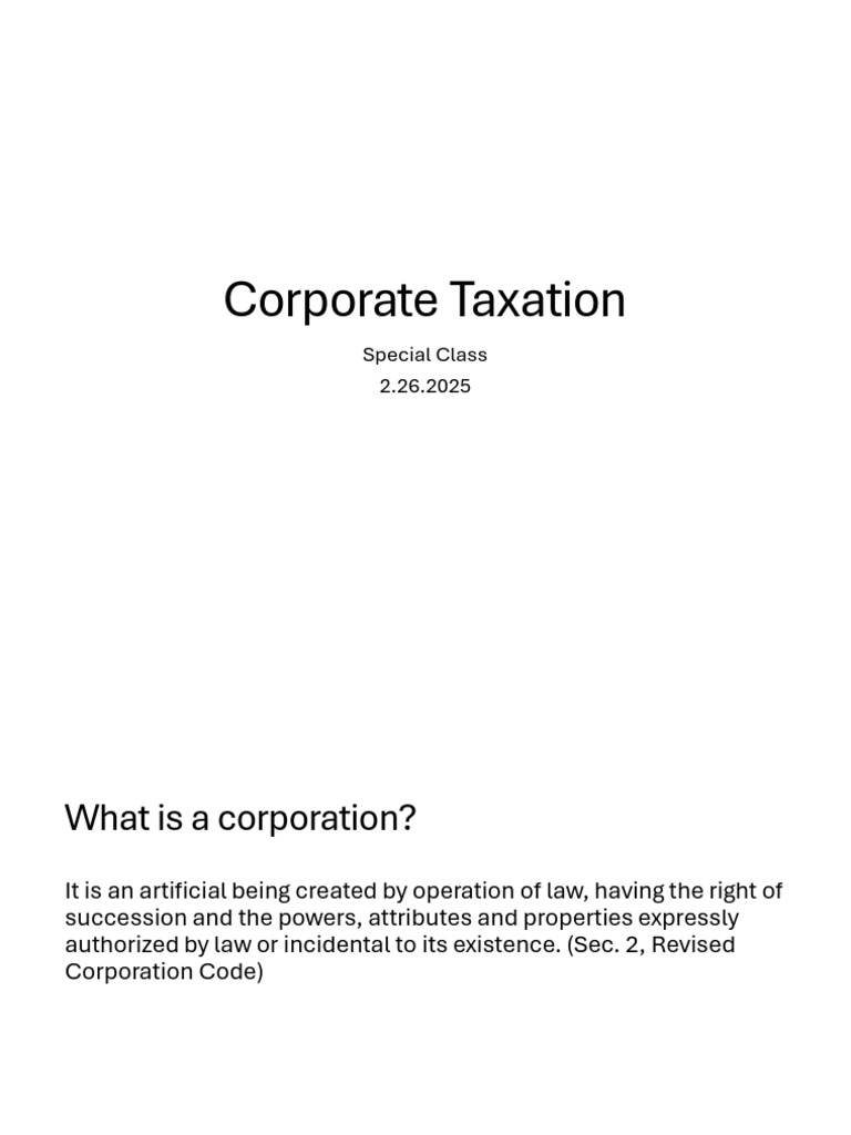 Corporate Tax Handout | PDF | Taxes | Tax Exemption