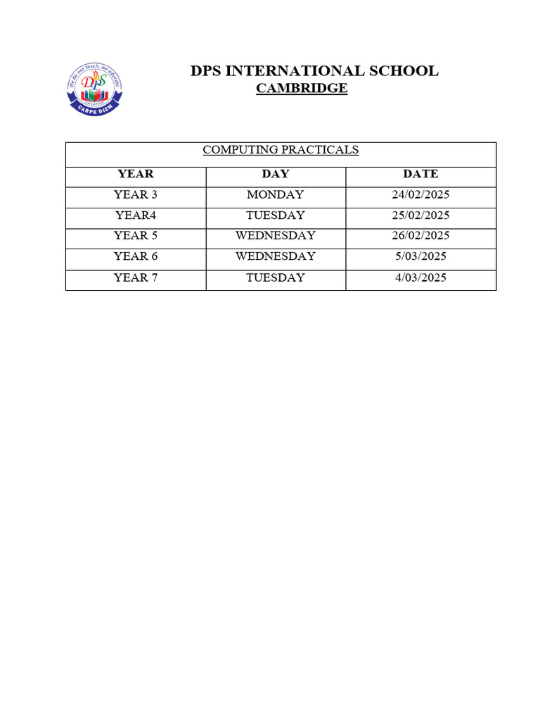 Cambridge 3-7 Computing Schedule | PDF