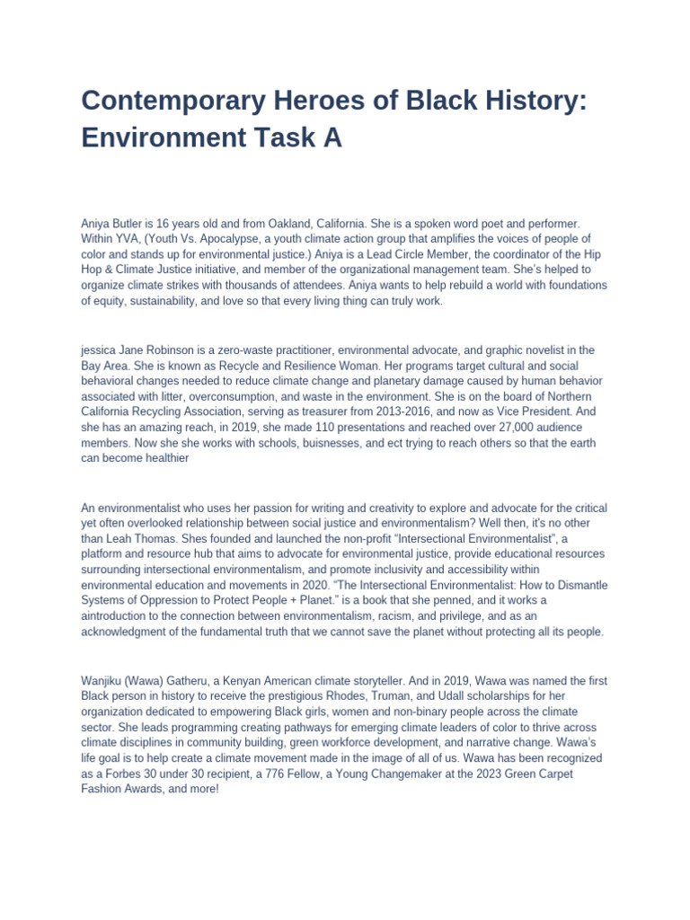 Young Black Environmental Activists | PDF | Natural Environment