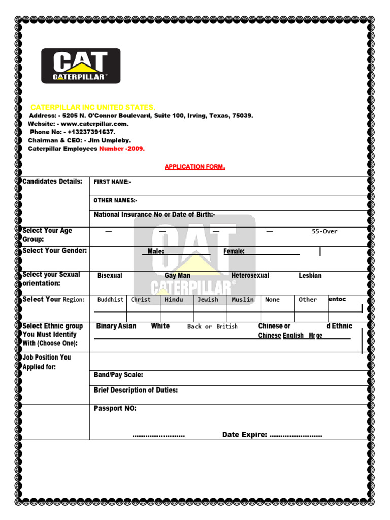Caterpillar Passport Application Form | PDF