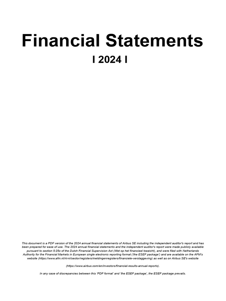 Airbus Financial Statements Fy 2024 | PDF | Equity (Finance) | Income