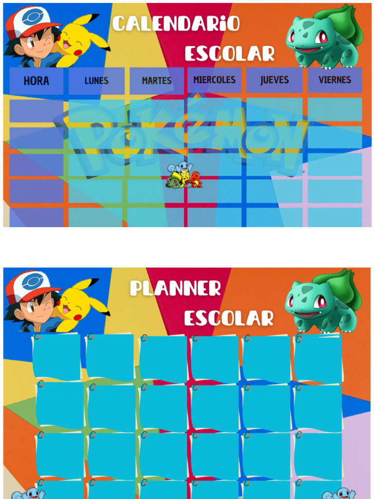 Calendario y Planner Pokemon | PDF