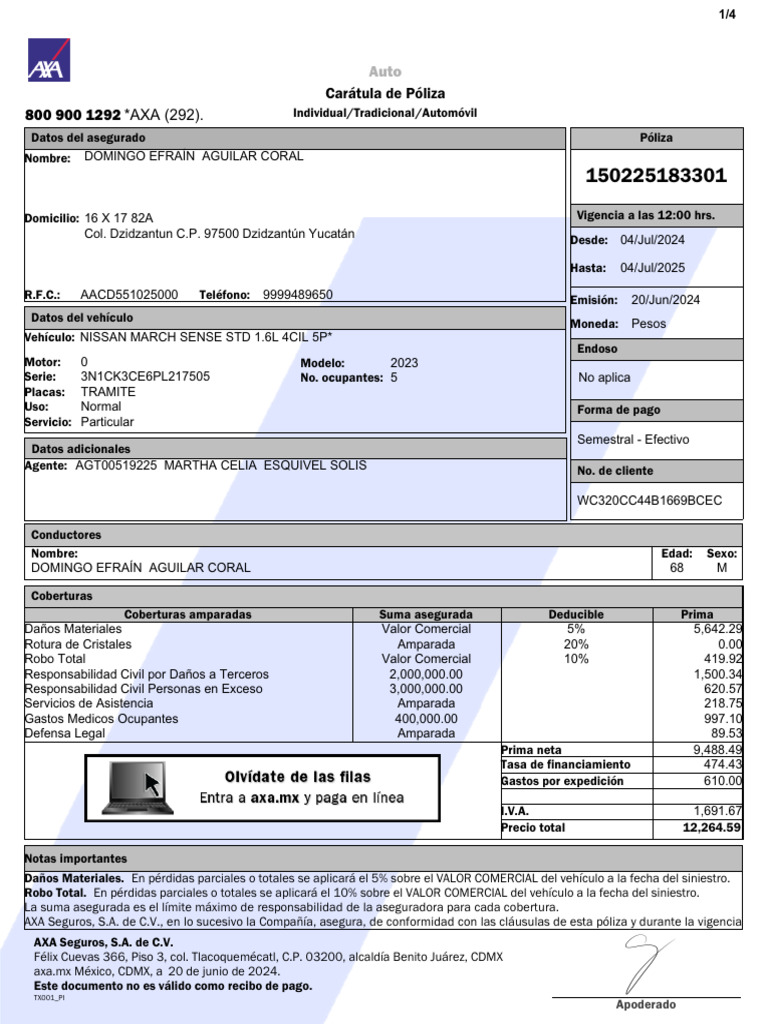 March Rosa Domingo Aguilar | PDF | Póliza de seguros | Seguro