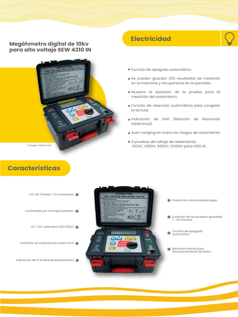 Megohmetro Digital de 10kv para Alto Voltaje SEW 4310 in Compressed | PDF | Electromagnetismo ...