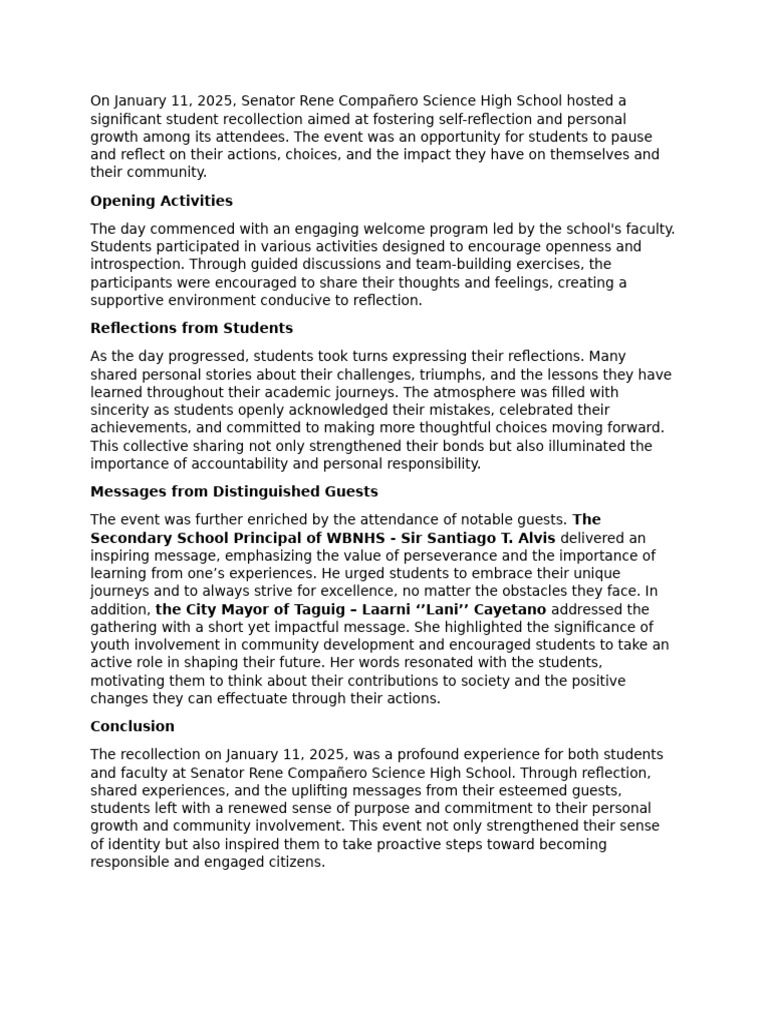 Narrative Report - Recollection | PDF | Cognition | Psychology