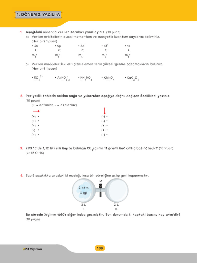 ENS 11.KİMYA 1D-2Y | PDF