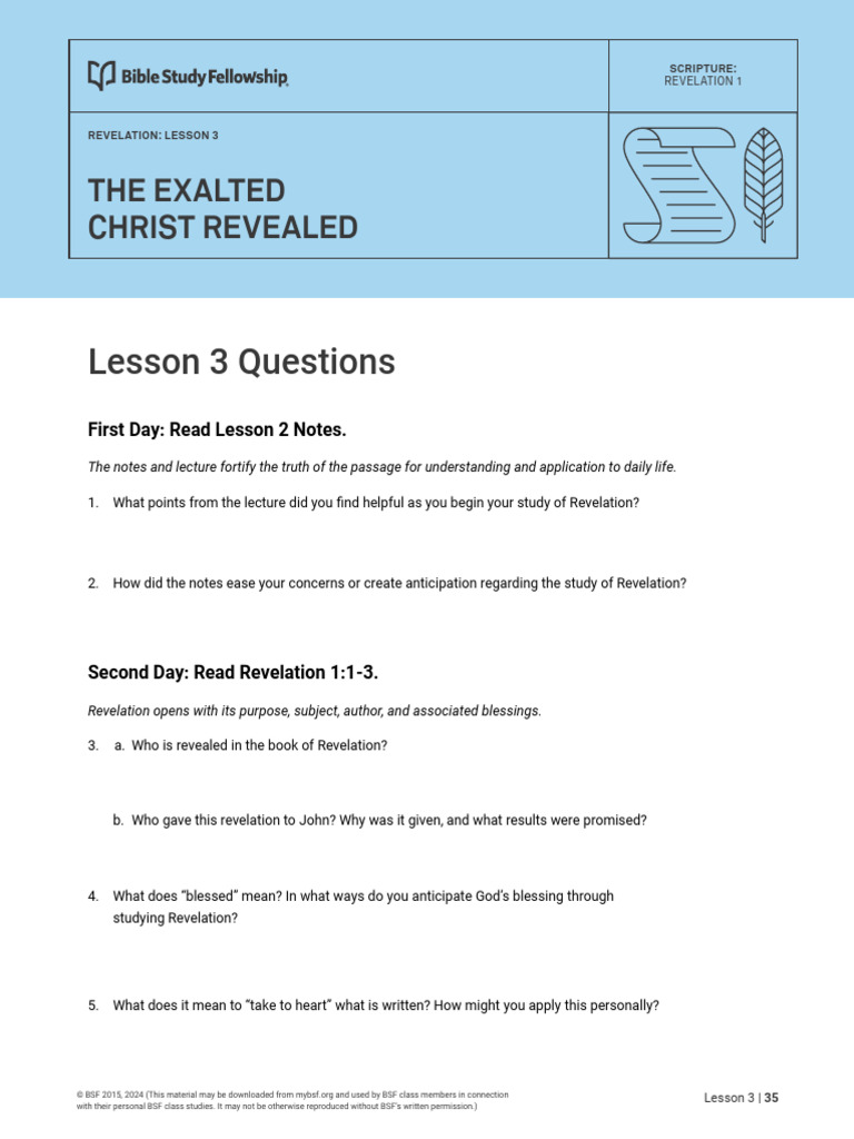 Revelation Lesson 03 PDF | PDF | John The Apostle | Jesus
