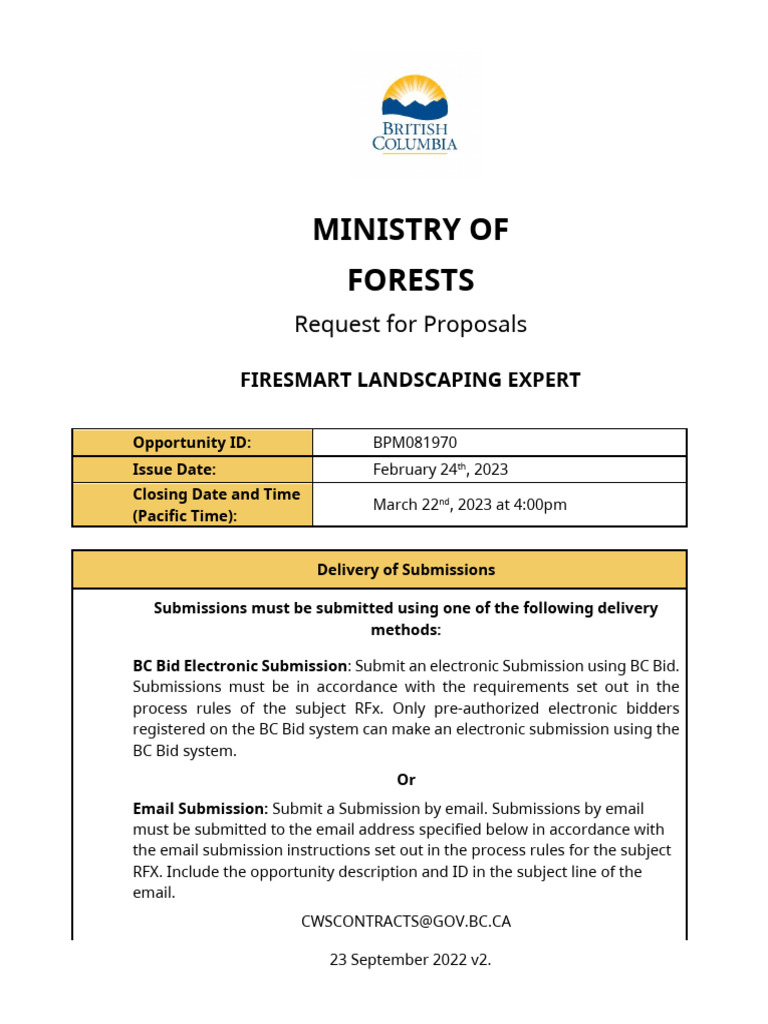 OT24WHQ0010 - Firesmart Landscaping Expert - RFP | PDF | Conflict Of ...