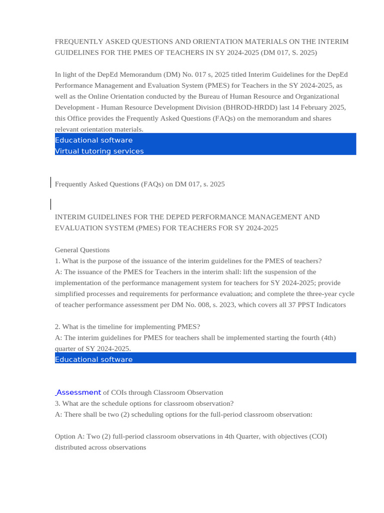 PMES Interim Guidelines for Teachers 2024-2025 | PDF | Lesson Plan ...
