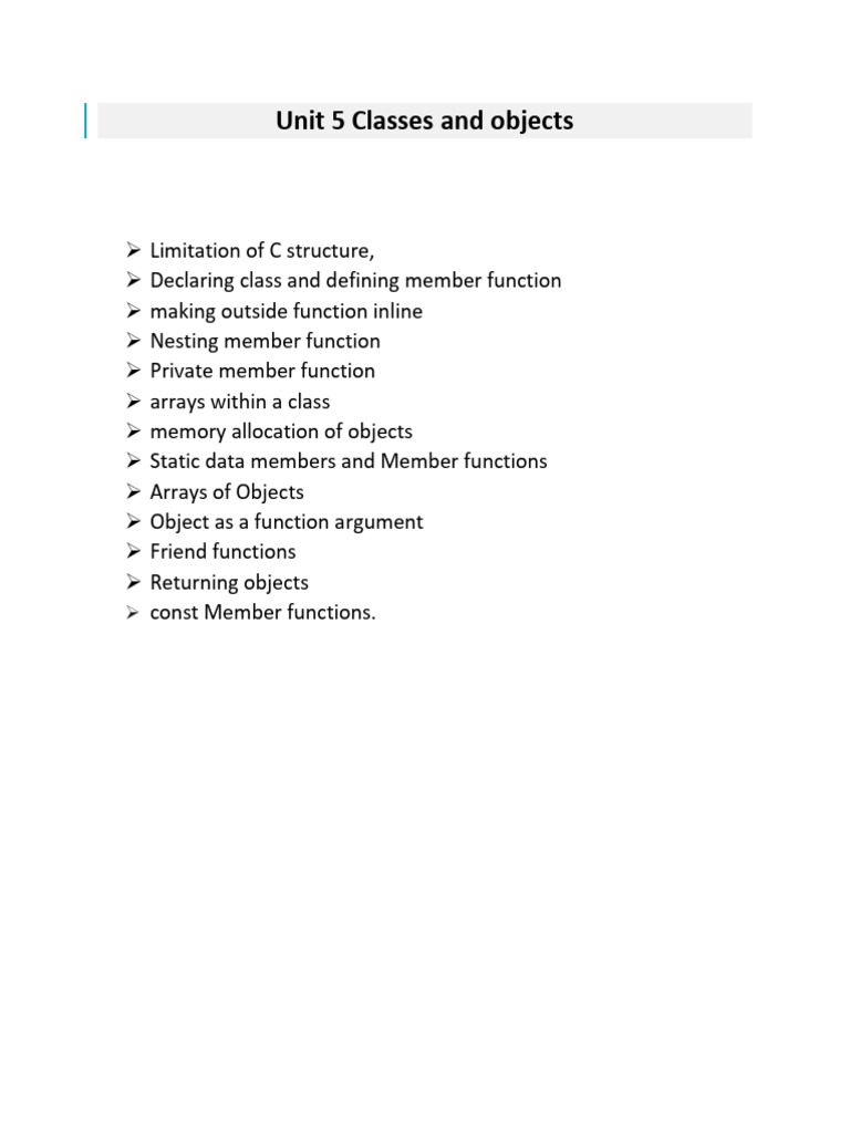 Unit 5 Classes and Objects 06.04.2022 | PDF | Class (Computer ...