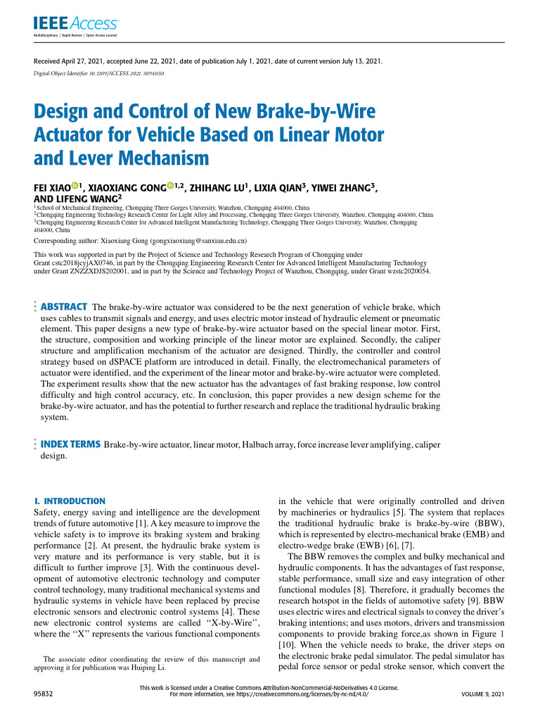 New Brake-by-Wire Actuator Design | PDF | Brake | Electric Motor