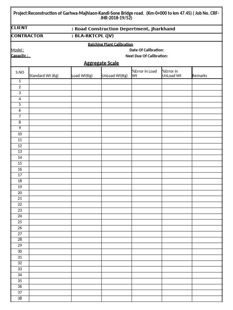 Batching Plant Calibration | PDF | Measurement | Concrete