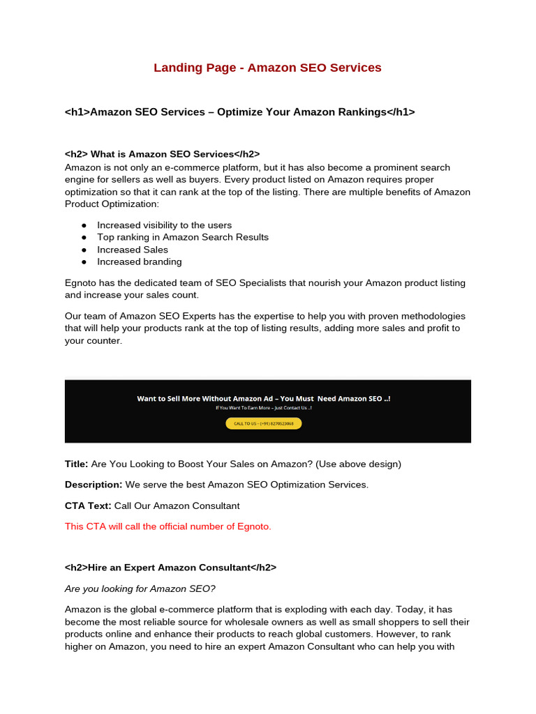 Final Approved - Egnoto Landing Page - Amazon SEO Services | PDF ...