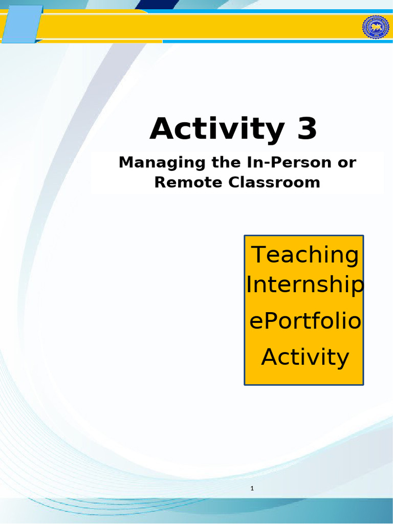 Activity 3 Managing The InPerson or Remote Classroom | PDF | Learning ...