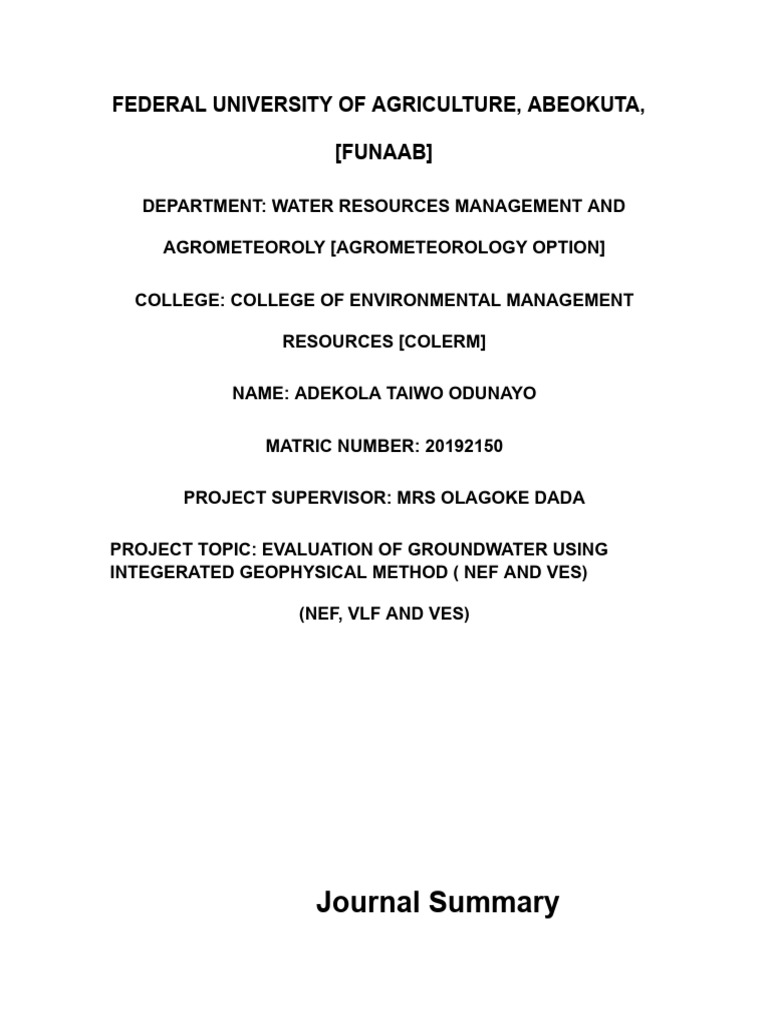 Project Work On Groundwater Analysis | PDF | Aquifer | Hydrogeology