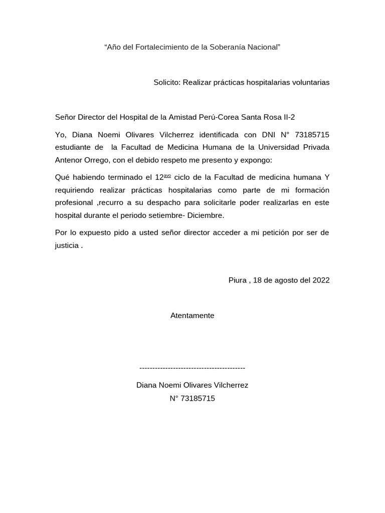 Modelo de Solicitud de Practicas | PDF