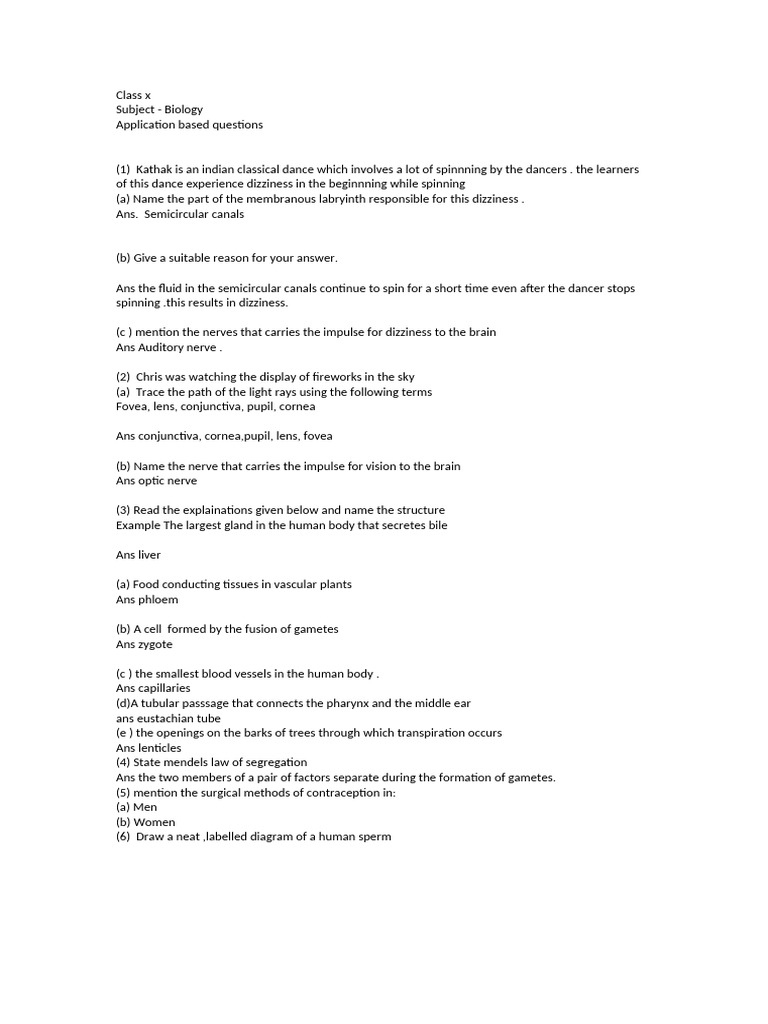 Application-Based Biology Questions | PDF
