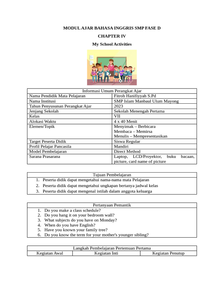Modul Ajar Bi Bab 4 | PDF
