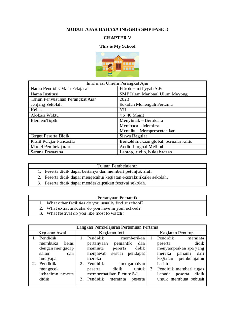 Modul Ajar Bi Bab 5 | PDF