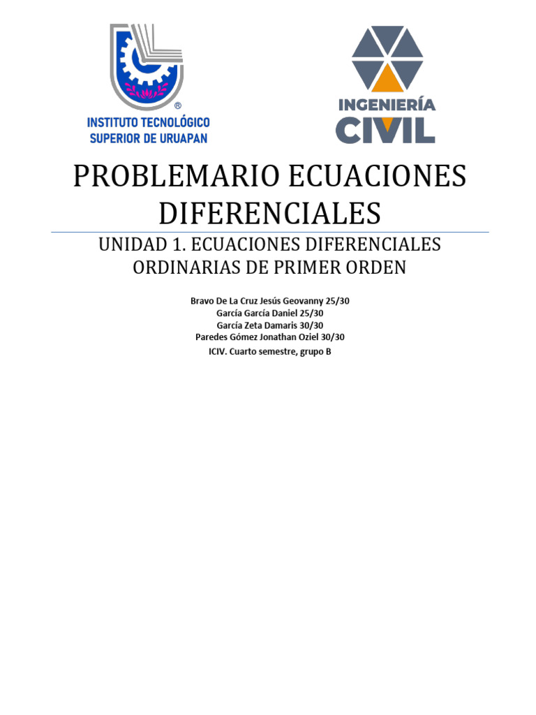 Problemario Ecuaciones Diferenciales | PDF | Funciones trigonométricas | Trigonometría