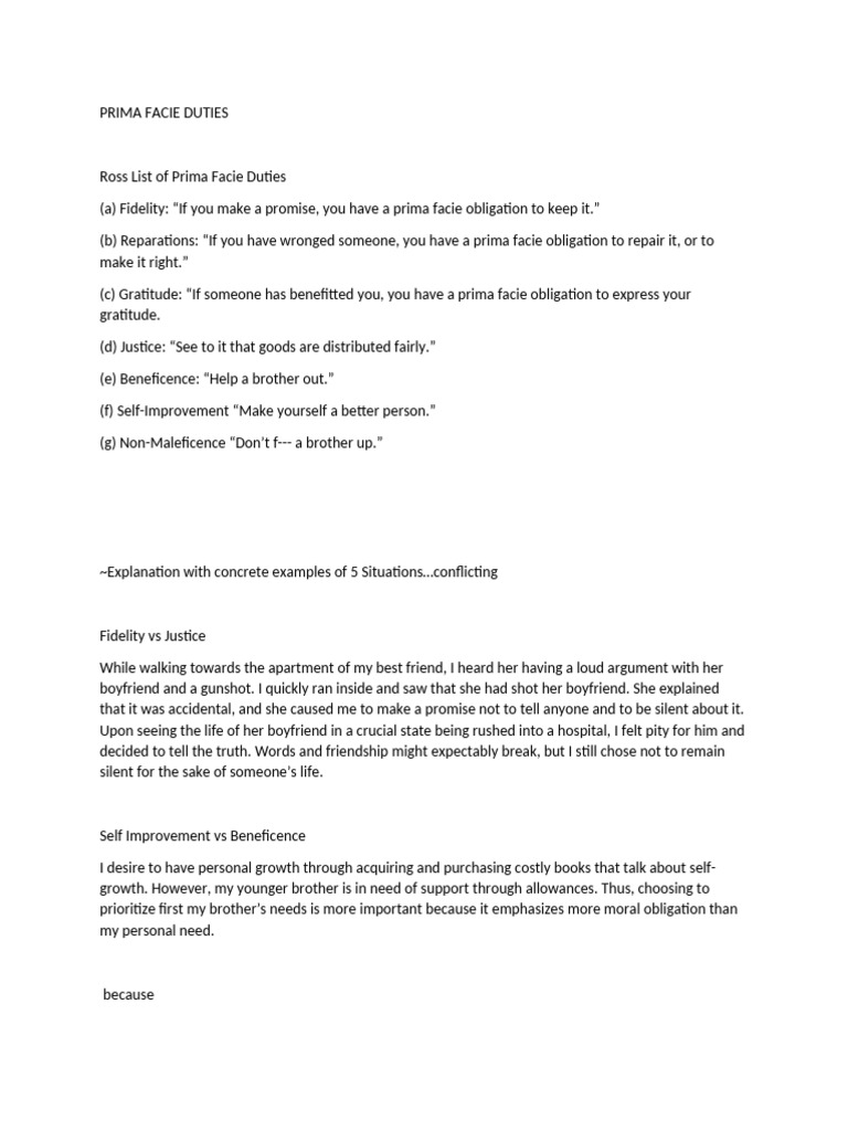 Understanding Prima Facie Duties | PDF | Happiness | Justice