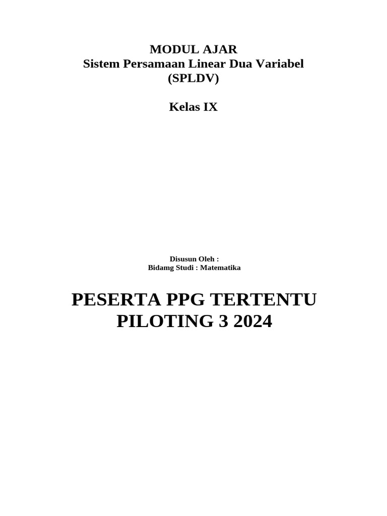 MODUL AJAR SPLDV (1) | PDF