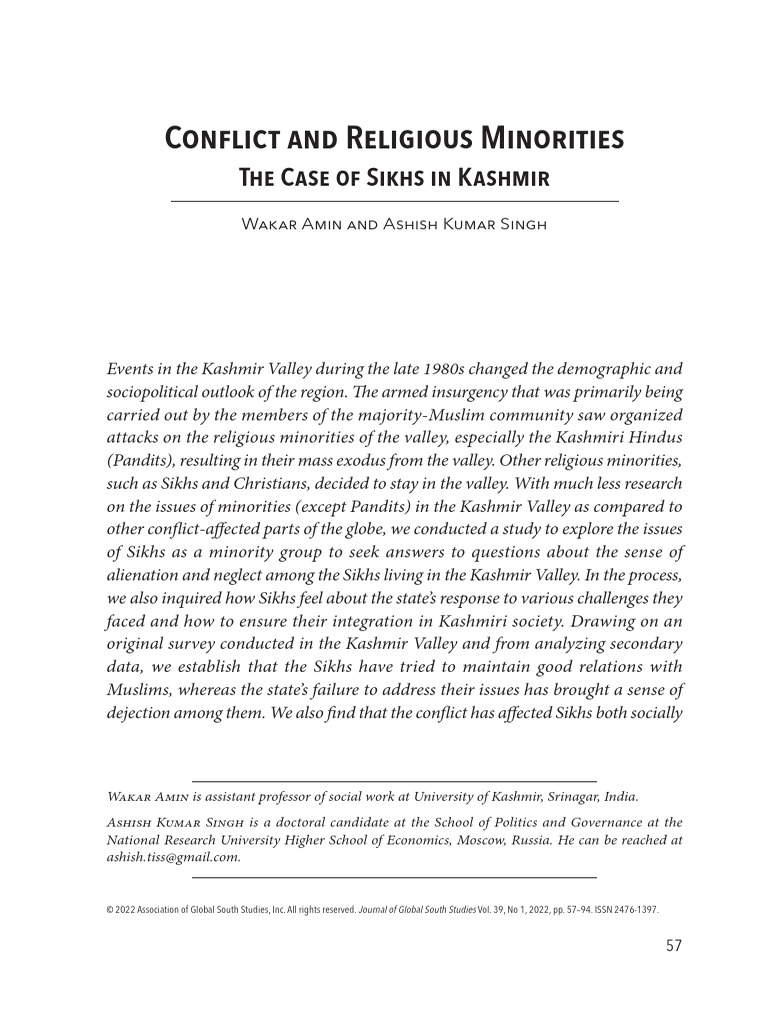 (R) AMIN and SINGH - Conflict and Religious Minority | PDF | Kashmir