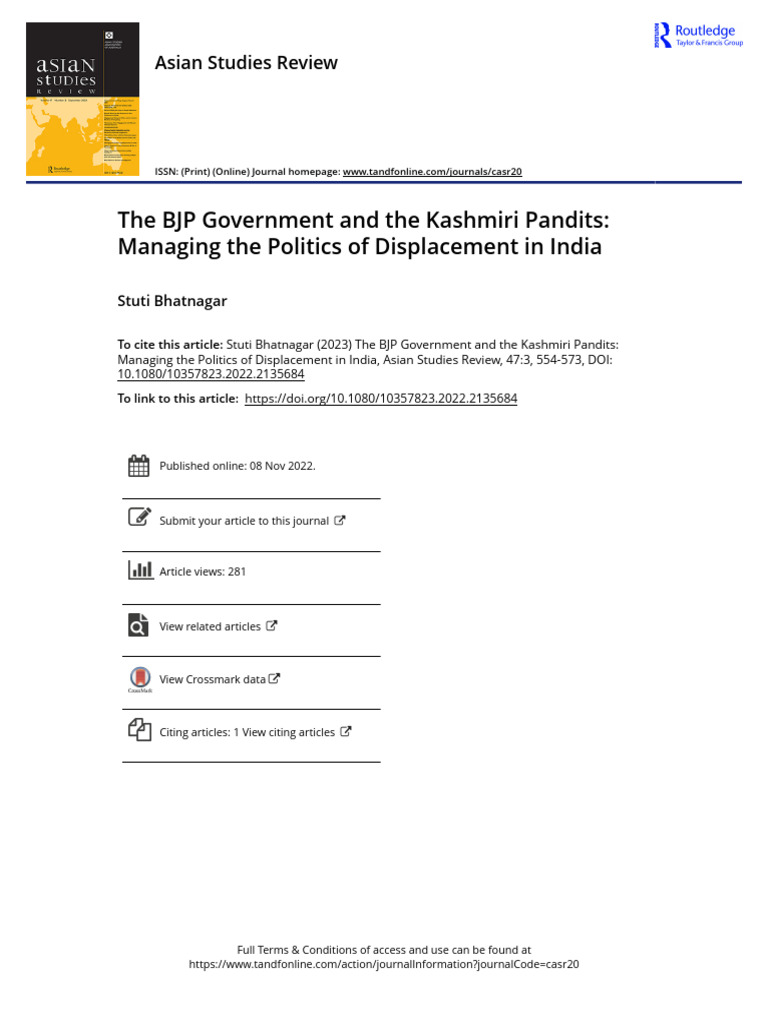 (R) BHATNAGAR STUTI - The BJP Government and The Kashmiri Pandits ...