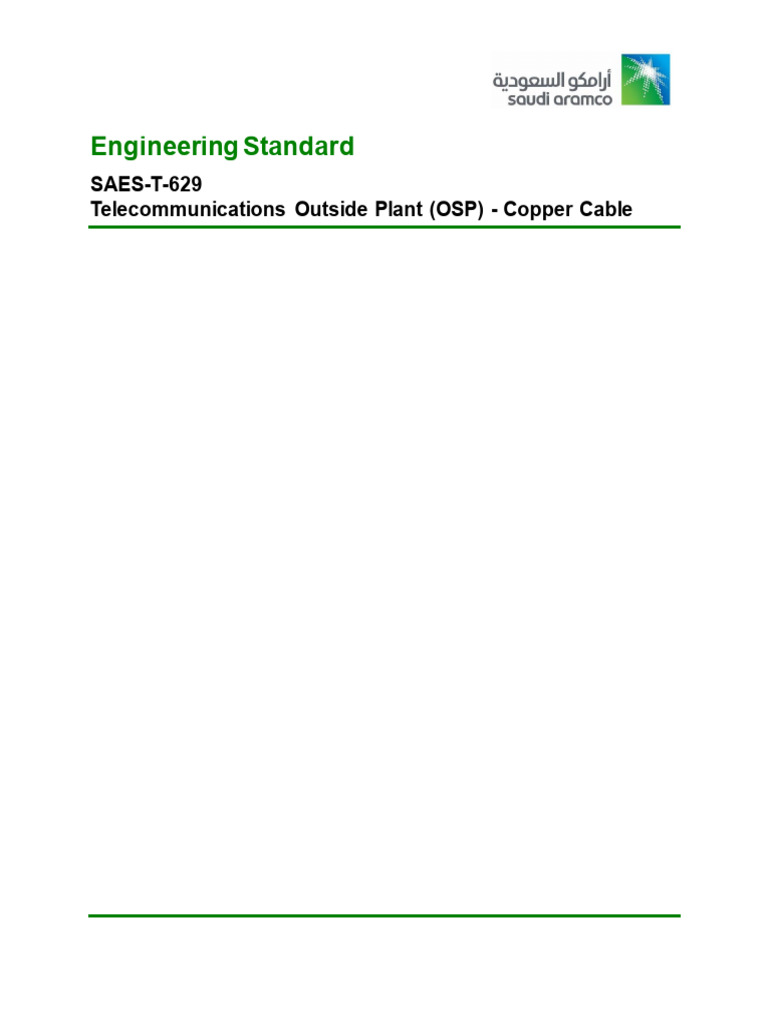 SAES-T-629 (2021) Telecommunications Outside Plant (OSP) - Copper Cable ...