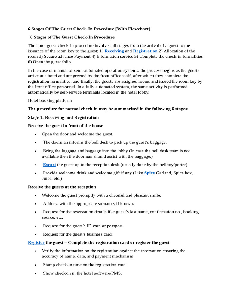 Guest Check-In Procedure Overview | PDF | Payments