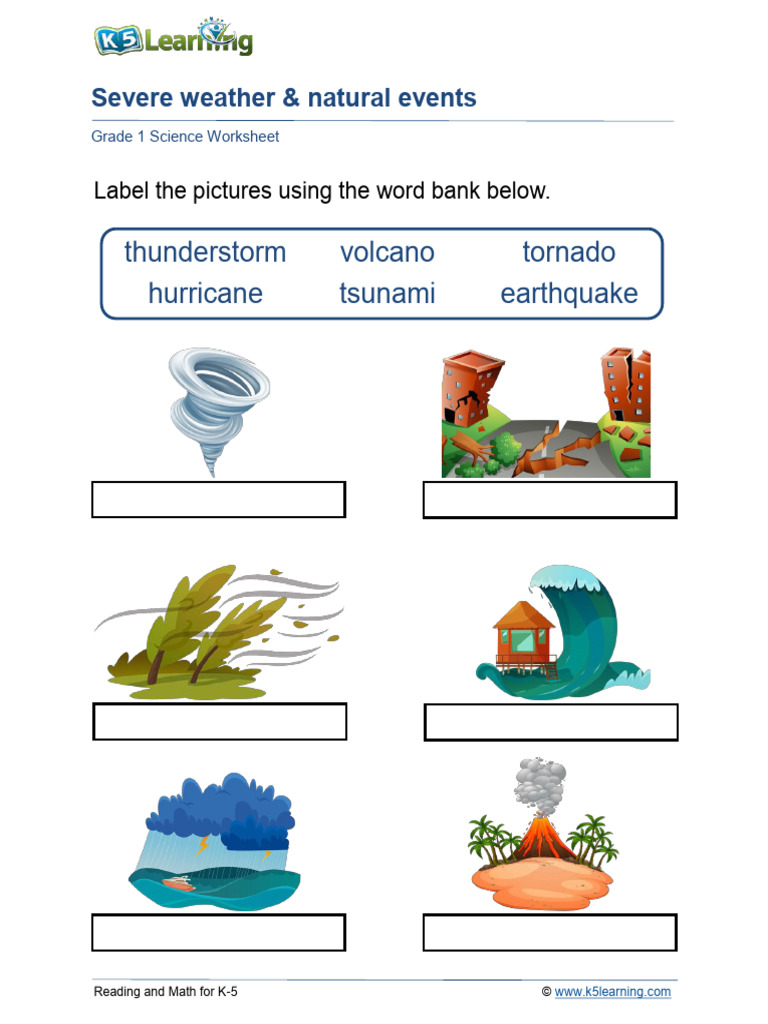 K-5 Science Worksheet: Natural Events | PDF