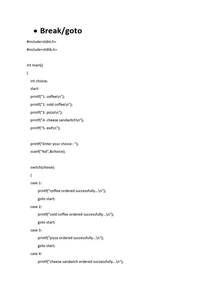 Break, Continue, Goto | PDF