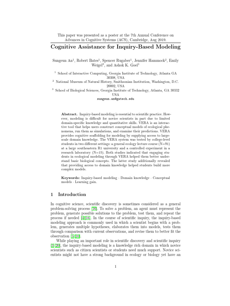 Cognitive Assistance in Ecological Modeling | PDF | Conceptual Model ...