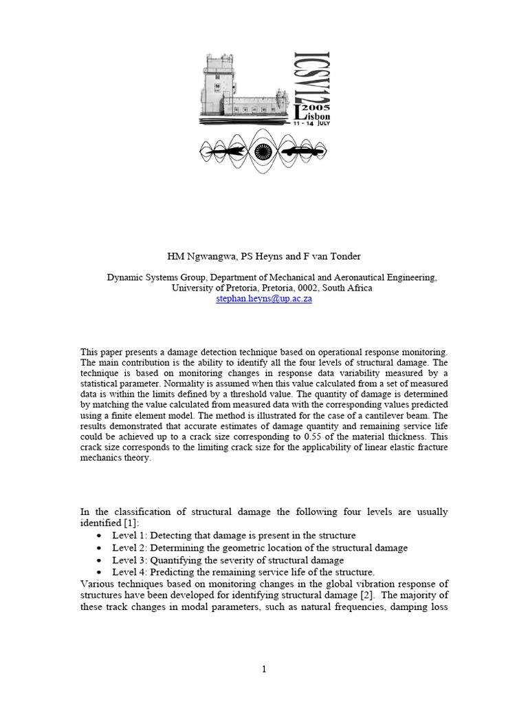 Structural Damage Assessment Using Operational Time Responses | PDF | Fracture | Finite Element ...